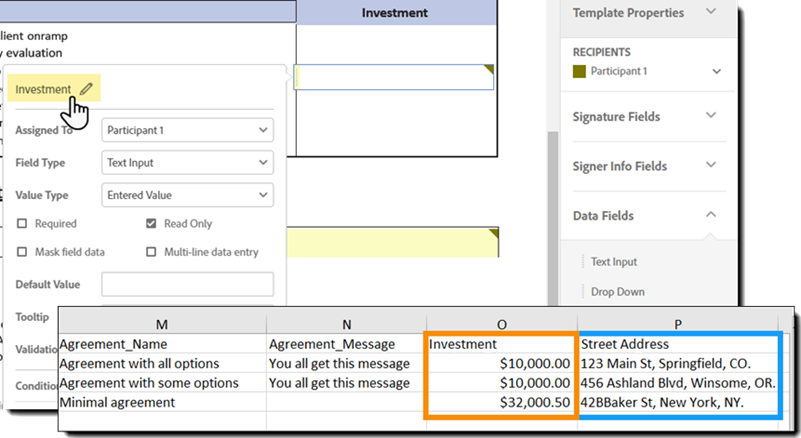 Generate multiple agreements in bulk using a CSV form